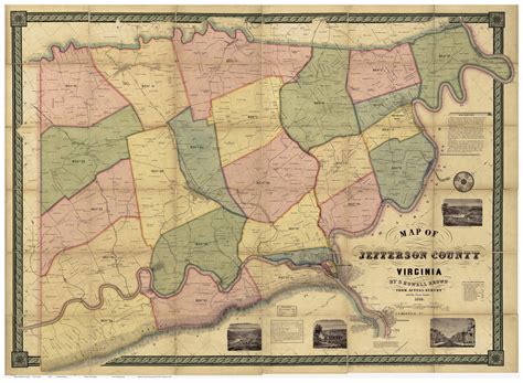 Jefferson County West Virginia 1852 Old Wall Map Reprint Old Maps