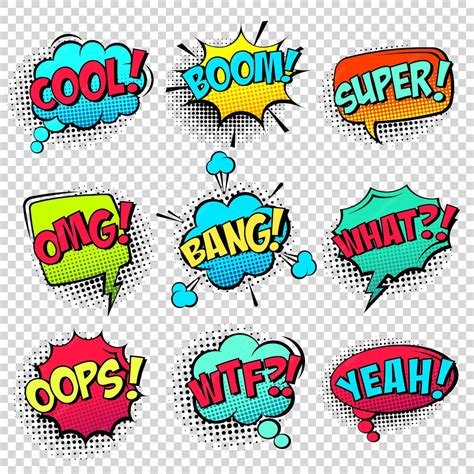 Premium Vector | Comic colored speech bubbles with halftone shadow and text phrase sound ...