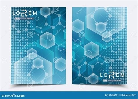Scientific Brochure Design Template Vector Flyer Layout Molecular Structure With Connected