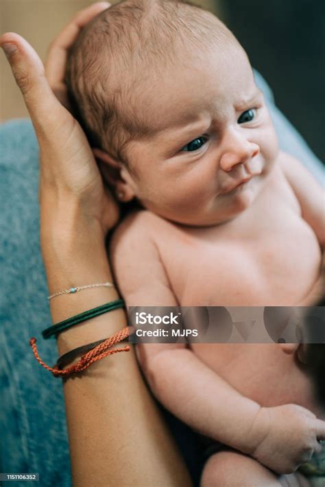 어머니는 손에 그녀의 신생아의 머리를 들고 엄마의 손에 아기 귀여운 신생아 아기를 들고 사랑 하는 어머니 손 가족 새로운 삶