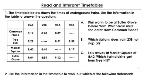 06 1 Read And Interpret Timetables Classroom Secrets
