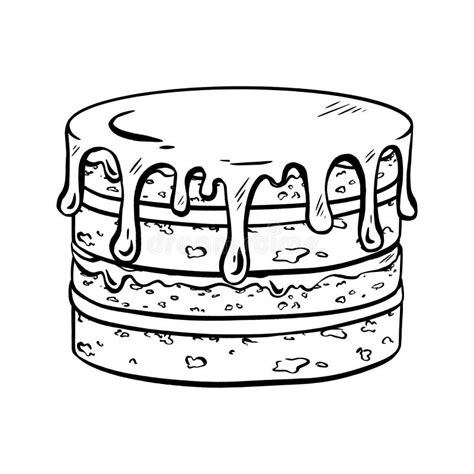 Sketch Of Two Layered Birthday Celebration Cake With Candles Vector