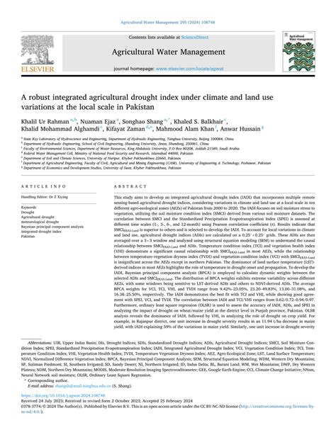Pdf A Robust Integrated Agricultural Drought Index Under Climate And Land Use Variations At