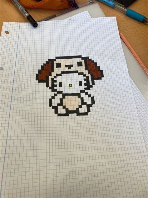 Cute Hello Kitty 🤎 Piksel Sanatı Şirin çizim Rozet Tasarımı