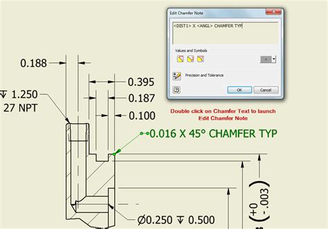 Inventor Ability To Change The Decimal Places In The Call Out Of The Chamfer Note Inventor