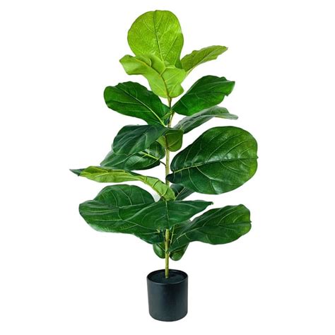 Mainstays 40 Artificial Fiddle Leaf Fig Plant In Black Plastic Pot