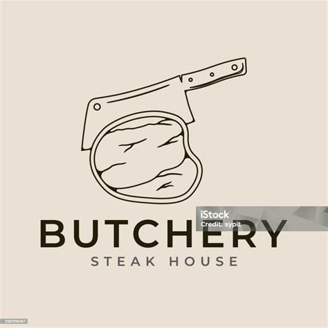 정육점 라인 아트 로고 아이콘 및 상징 벡터 일러스트 레이 션 디자인 그래픽 템플릿 로고에 대한 스톡 벡터 아트 및 기타 이미지 Istock