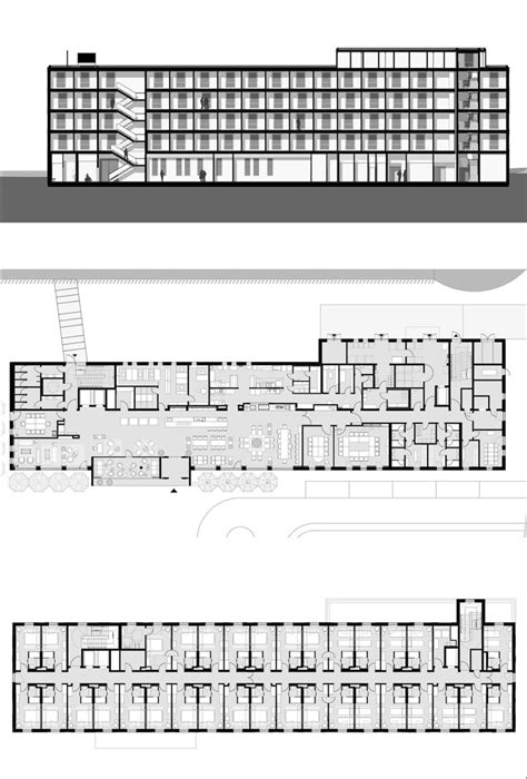 The Floor Plan And Elevation Views Of An Apartment Building With
