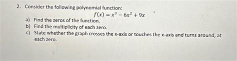 solved 2 consider the following polynomial function