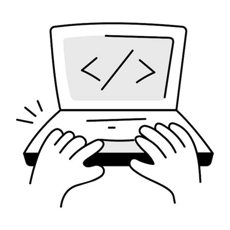 Découvrez Cette Icône Dessinée à La Main De Codage De Logiciel Vecteur Premium