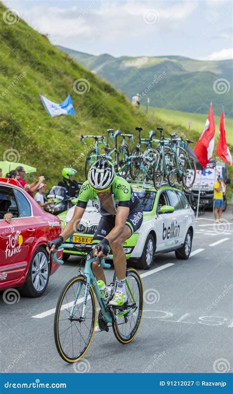 The Cyclist Maarten Wynants On Col De Peyresourde Tour De Fran