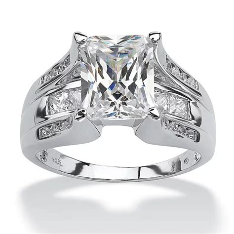 Diamonart® Womens 4 34 Ct Tw White Cubic Zirconia Platinum Over