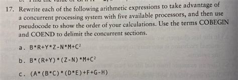 solved 17 rewrite each of the following arithmetic
