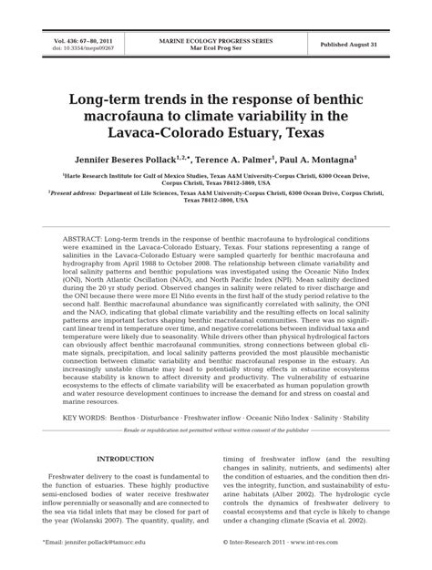 Pdf Long Term Trends In The Response Of Benthic Macrofauna To Climate Variability In The