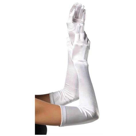Extra Long Satin Opera Length Gloves White Janets Closet