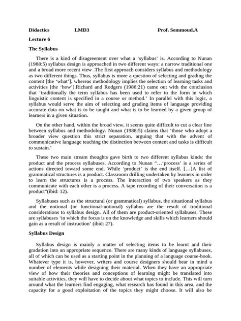 Syllabus Design Pdf Methodology Learning