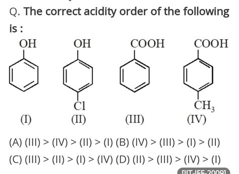 The Correct Acidity Order Of The Following Is Filo