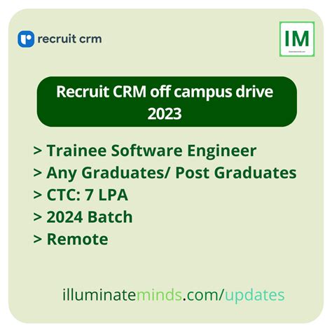Recruit CRM Off Campus Drive 2023 Trainee Software Engineer Any
