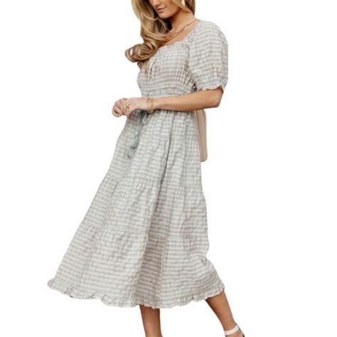 Moon River Striped Poplin Puff Sleeve Midi Dress Medium Nwt Maxi
