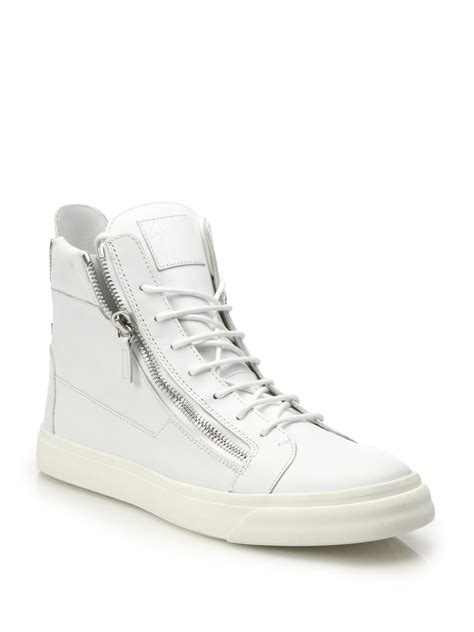 Lyst Giuseppe Zanotti Double Zip Leather High Top Sneakers In White