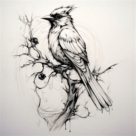 Nightmarish Bird Illustration In Zbrush Style Stock Illustration