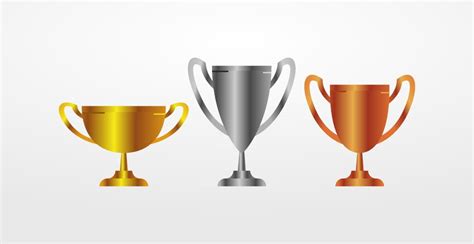 Gold Silver Bronze Trophy Cup Realistic1st 2nd Vector Image