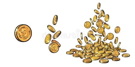 Finanzas Sistema Del Dinero Bosquejo De Las Monedas De Oro Que Caen En