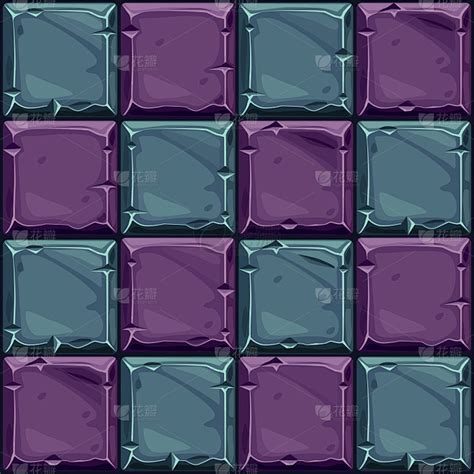 纹理无缝的紫色石材，矢量背景石墙砖。游戏元素的用户界面插图