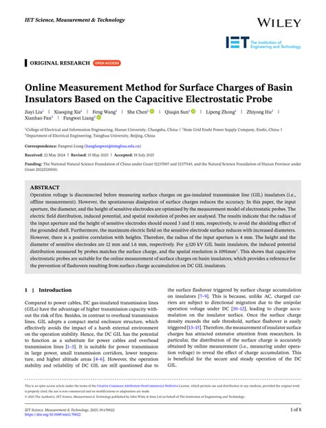 Pdf Online Measurement Method For Surface Charges Of Basin Insulators Based On The Capacitive