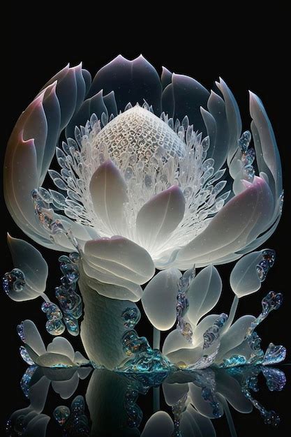 Premium Photo Large White Flower Sitting On Top Of A Table Generative Ai