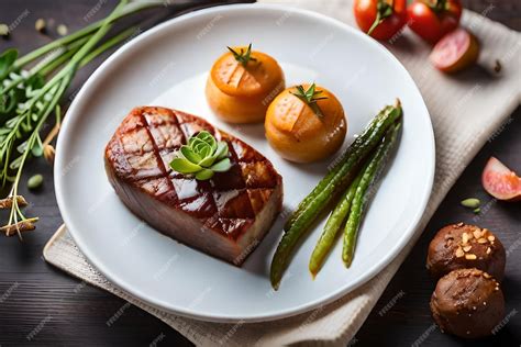 Premium Ai Image A Plate Of Meat Vegetables And A Plate Of Vegetables