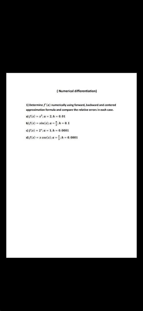 Solved Numerical Differentiation Determine F A Chegg