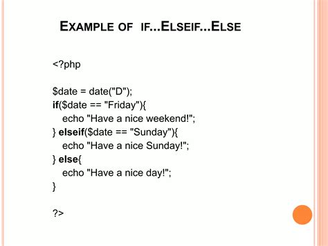 Statements And Conditions In Php Ppt