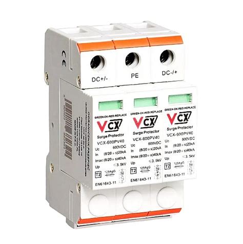 VCX Ogranicznik przepięć fotowoltaiczny DC klasy T2 C 3P 600V PV40