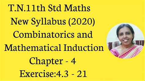 Tn 11th Maths Exercise43 Sum 21 Combinatorics And Mathematical