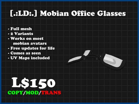 Second Life Marketplace Ld Mobian Office Glasses