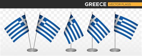 Grecia escritorio banderas maqueta d vector ilustración tabla bandera de grecia Vector Premium