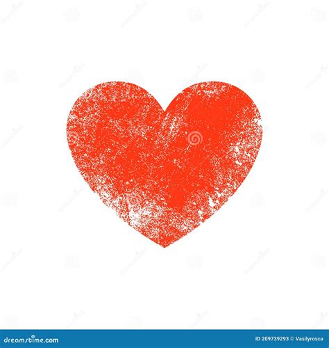 Vector Grunge Heart Shape Red Heart Vintage Brush Love Grunge Element