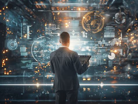 Businessman Analyzing Futuristic Data Interface Stock Image Image Of Generated Back 318172615