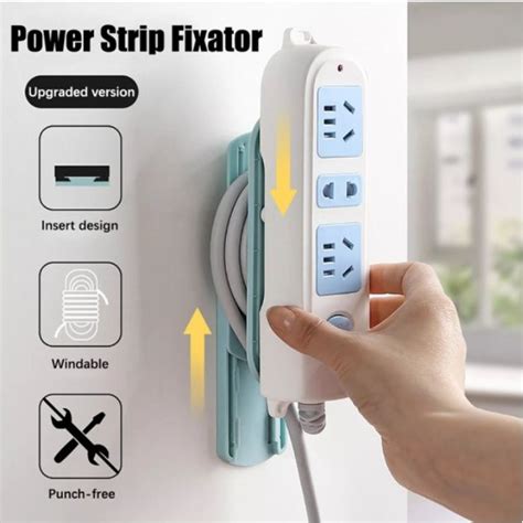 Self Adhesive Power Strip Holder Self Adhesive Desktop Socket Fixer With Cable Organizer Wall