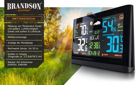 Brandson Funk Wetterstation Mit Farbdisplay Mit Außensensor Dcf