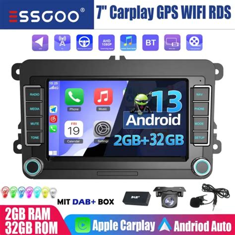 ANDROID DAB Carplay Autoradio GPS NAV Kam Pour VW GOLF Polo Caddy Touran EUR