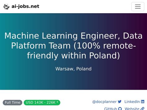 [hiring] machine learning engineer data platform team 100 remote friendly within poland in