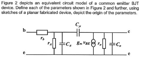 Figure 2 Depicts An Equivalent Circuit Model Of A Common Emitter Bjt