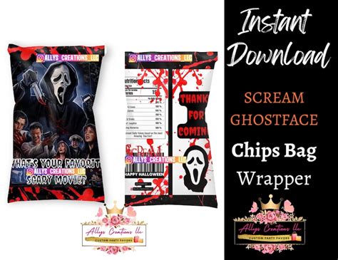 Scream Ghostface Halloween Digital Chip Bagsghostface Party Etsy