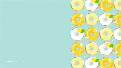 【レモンドーナツ】スイーツのイラスト スマホ壁紙 Pc壁紙 Spring Illustration シンプルかわいいイラスト壁紙