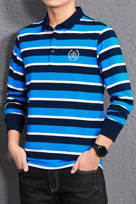 남성용 트렌디 코튼 폴로 셔츠 캐주얼 미드 스트레치 통기성 라펠 버튼 업 긴 소매 셔츠 봄 가을 Temu Korea