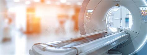Advanced Ct Scan Machine In A Bright Medical Room With Blurred