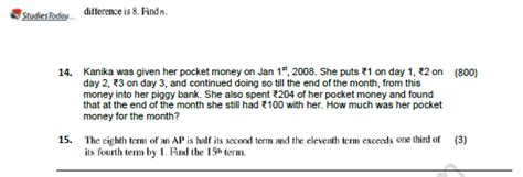 Cbse Class 10 Mathematics Arithmetic Progressions Worksheet Set B
