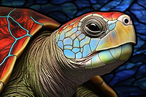 Premium Ai Image A Sea Turtle In A Stained Glass Window